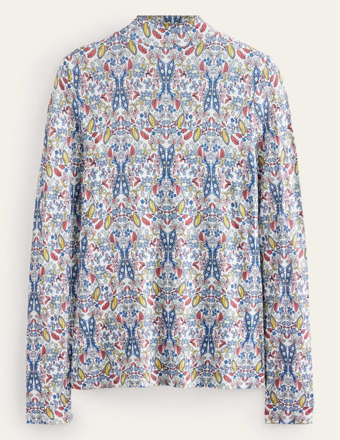 Top à col montant en jersey - Ivoire, motif Exotic Foliage | Boden FR