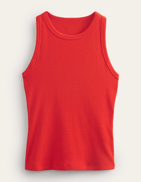 Cotton Ribbed Jersey Tank - Red Pop | Boden US