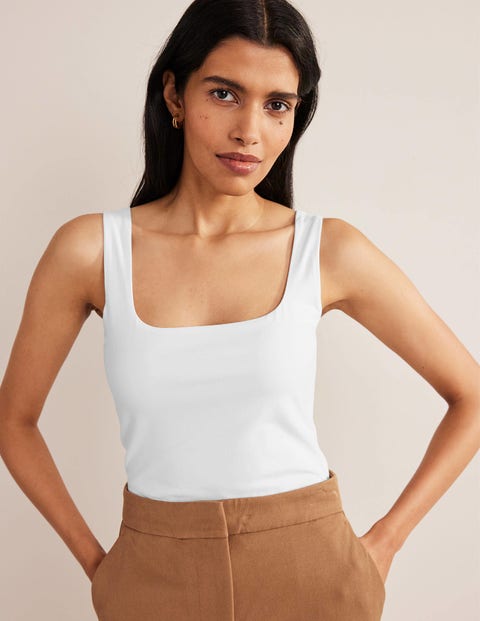 Double Layer Square Neck Vest White Boden Eu