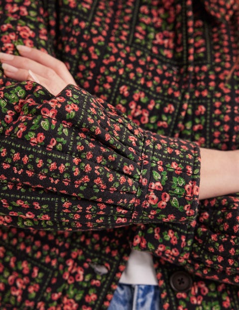 Quilted Printed Jacket - Black Based Print | Boden US