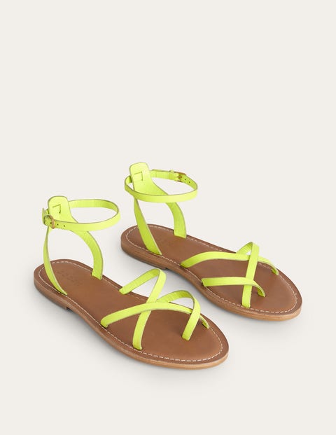 Easy Flat Sandals - Citrus Box Leather | Boden UK