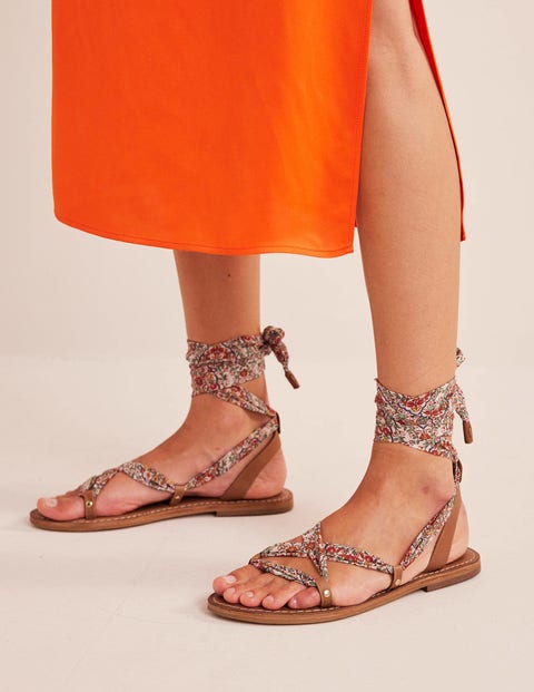 Scarf Wrap Sandals - Multi, Vine Terrace/ Tan | Boden US
