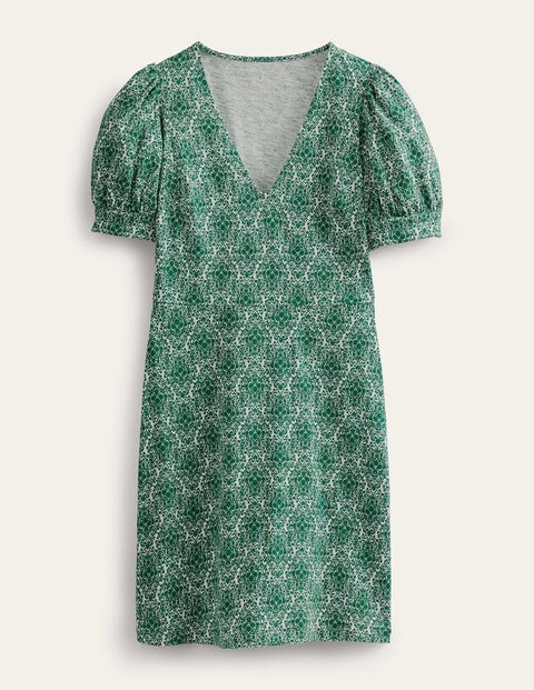 Boden V-neck Jersey Mini Dress Bottle Green, Vine Terrace Women | ModeSens