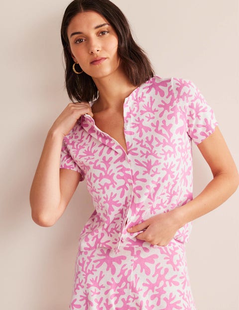 Printed Beach Cardigan - Plum Blossom, Abstract Foliage | Boden US