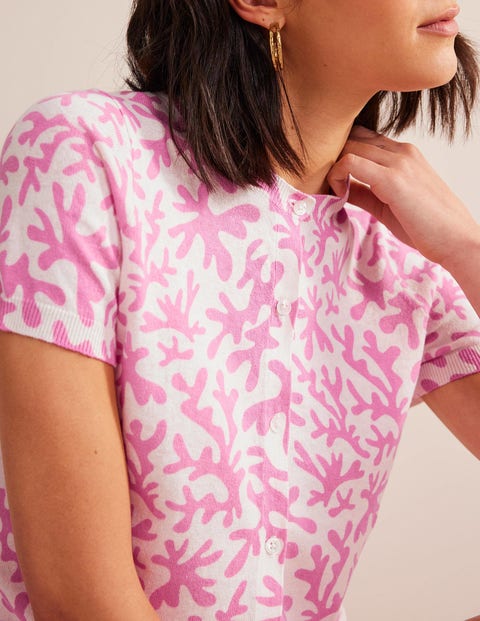 Printed Beach Cardigan - Plum Blossom, Abstract Foliage | Boden US