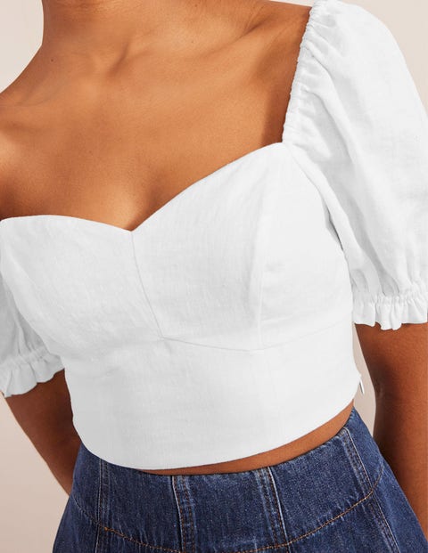 Sweetheart Linen Cropped Top White Boden Eu