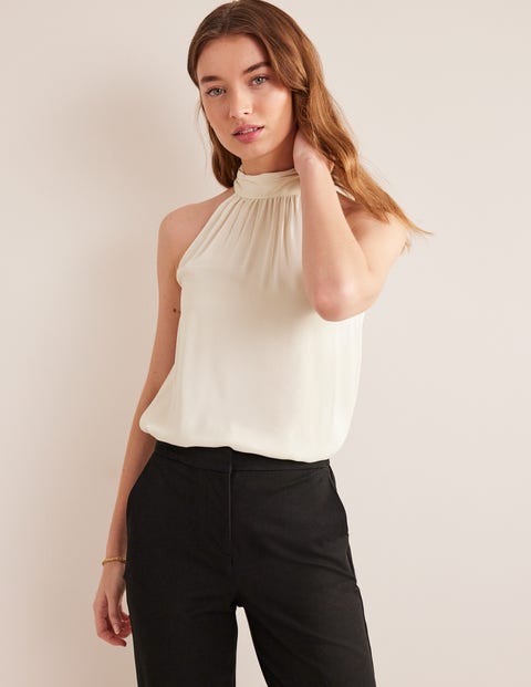 Top échancré en satin - Gris vaporeux | Boden FR