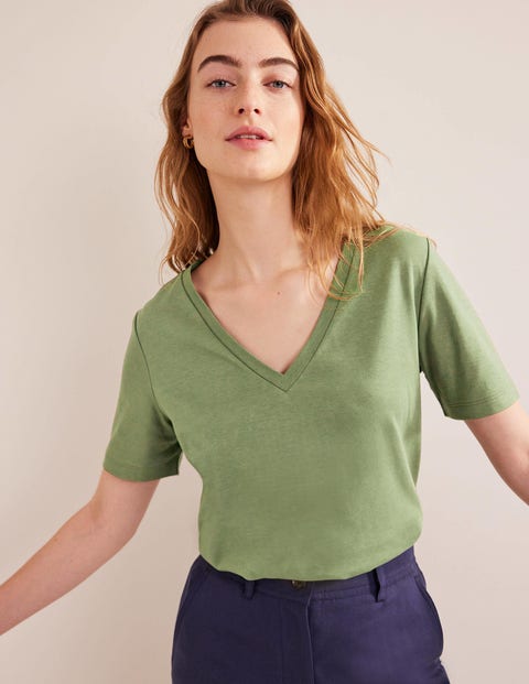Perfect V Neck T Shirt Spruce Boden Uk