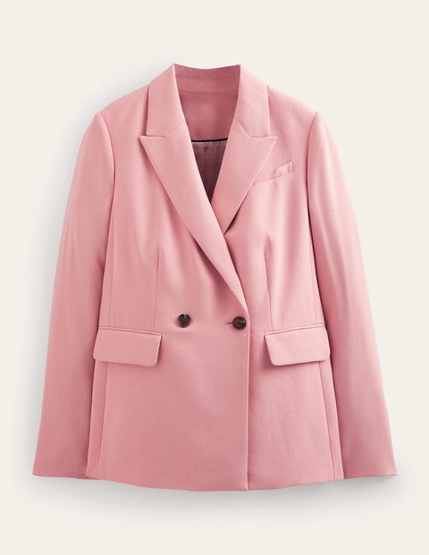 Double Breasted Crepe Blazer - Rose Pink | Boden UK