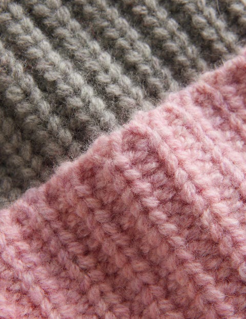 Colour Block Beanie Hat - Grey Marl, Pink and Ivory | Boden US