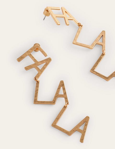 Festive Stamp Earrings - Fa La La | Boden UK