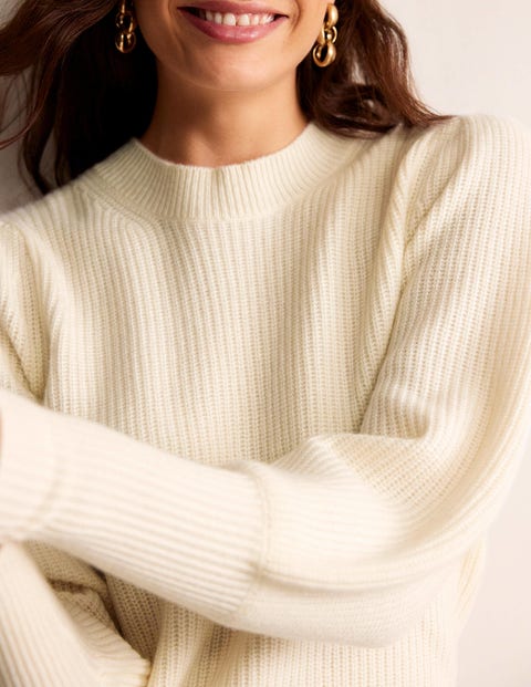 Key Hole Cashmere Sweater - Warm Ivory | Boden US