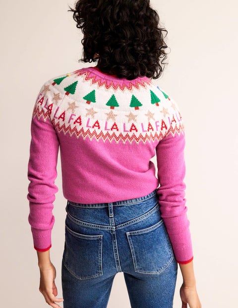 Edie Fair Isle Sweater - Vibrant Pink Fair Isle | Boden US Edie Fair Isle Sweater - Vibrant Pink Fair Isle | Boden US