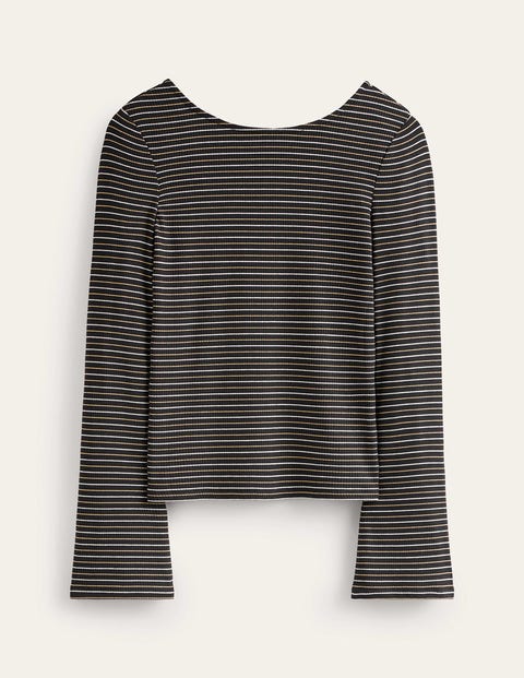 Top en jersey avec manches à godets - Rayé noir | Boden FR Top en jersey avec manches à godets - Rayé noir | Boden FR