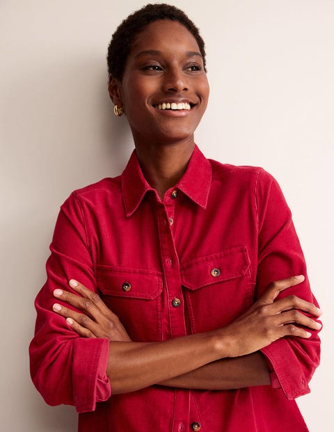 Straight-Fit Corduroy Shirt - Warm Cranberry | Boden EU