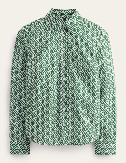 Sienna Cotton Shirt - Amazon Green, Ribbon Wave | Boden UK