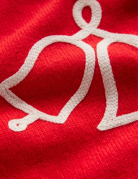 Festive Embroidered Sweater - Brilliant Red, Ding Dong | Boden US