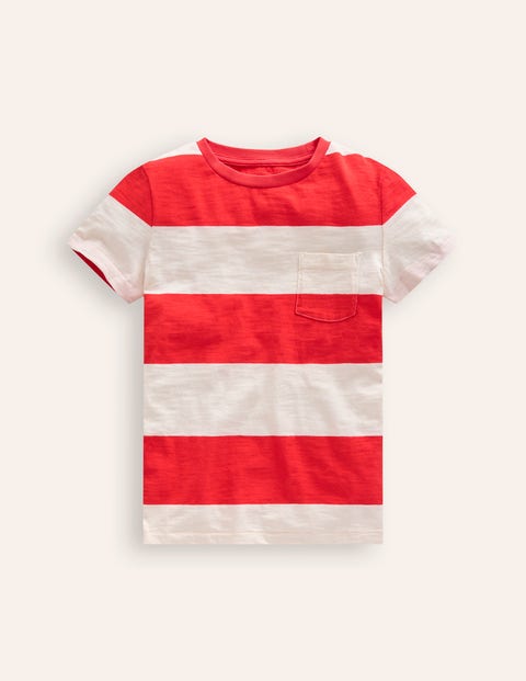 Washed Slub T-shirt - Poppy Red/ Ivory | Boden EU