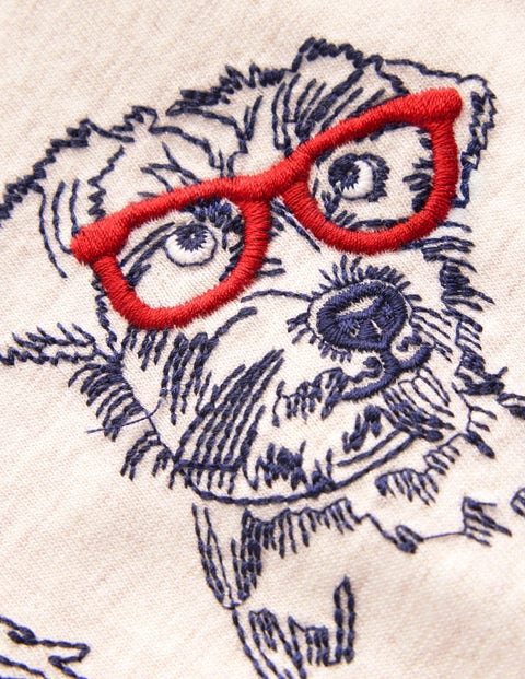 Stitch Logo T-Shirt - Oatmeal Marl Dogs | Boden UK