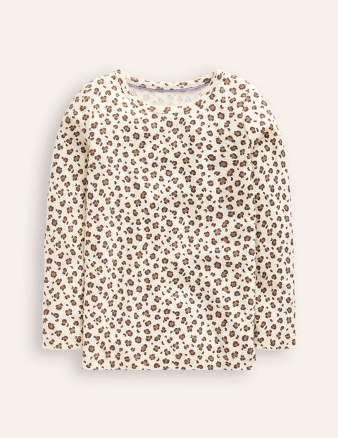 Long Sleeve Pointelle Top - Leopard | Boden UK