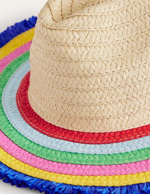 Straw Hat - Multi Stripe Brim | Boden AU