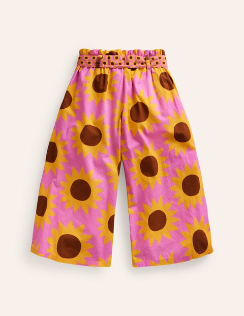 Printed Wide Leg Pants - Pink Sunflower Geo | Boden US