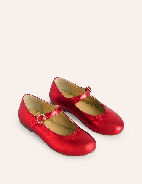 Leather Mary Janes - Red Metallic | Boden UK