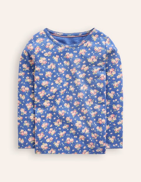Mini Boden Kids' Long Sleeve Pointelle Top Bluejay Rose Girls Boden ...