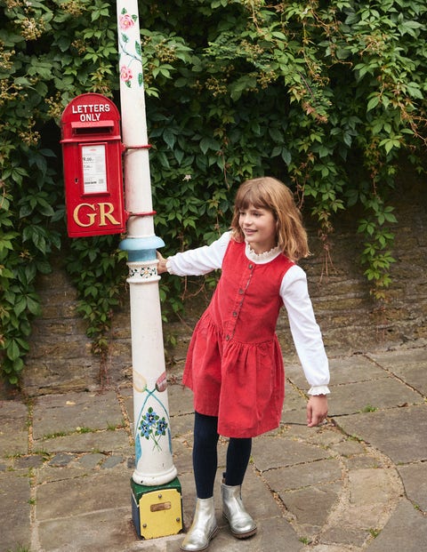Button Through Pinafore Dress - Scarlet Red Cord | Boden EU