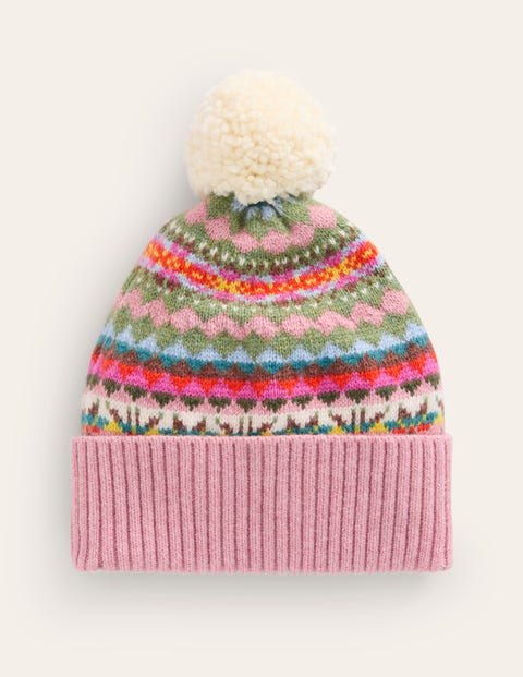 Fair Isle Hat - Pink | Boden UK