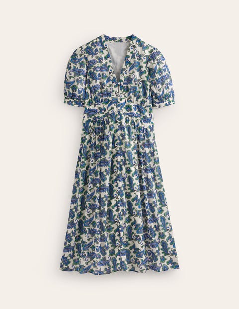 Elsa Crinkle Midi Tea Dress Surf The Web Paisley Wave Boden Uk