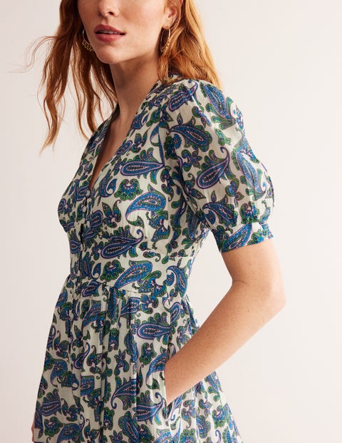 Elsa Crinkle Midi Tea Dress Surf The Web Paisley Wave Boden Eu