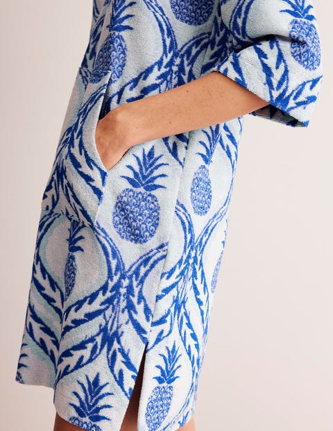 Hooded Towelling Short Kaftan Surf The Web Pineapple Wave Boden Uk