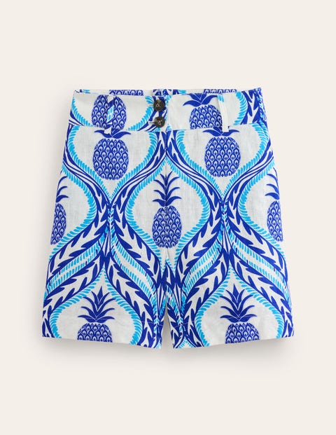 Westbourne Linen Shorts Surf The Web Pineapple Wave Boden Uk
