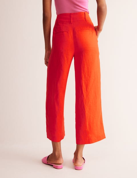 Westbourne Linen Crop Trousers Mandarin Orange Boden UK