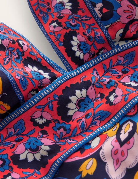 Porto V-Neck Swimsuit - Mandarin Red, Botanical Sprig | Boden US