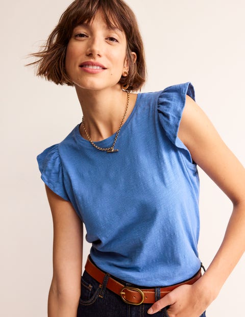 Cotton Flutter Top - Ebb and Flow Blue | Boden EU