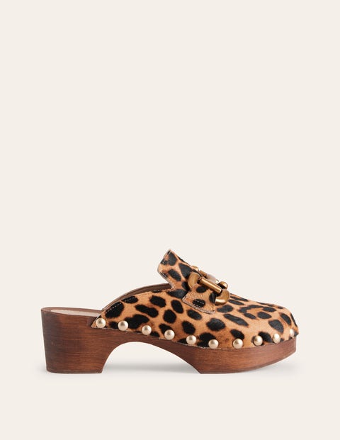 Iris Snaffle Heeled Clogs - Classic Leopard | Boden US