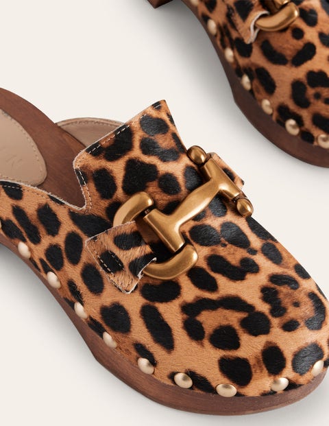 Iris Snaffle Heeled Clogs - Classic Leopard | Boden US