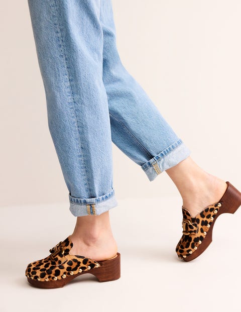 Iris Snaffle Heeled Clogs - Classic Leopard | Boden US
