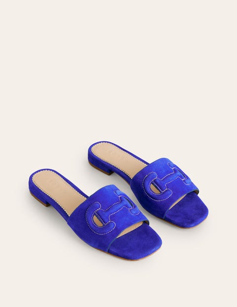 Stitch Cut Out Snaffle Sliders - Bright Blue | Boden UK