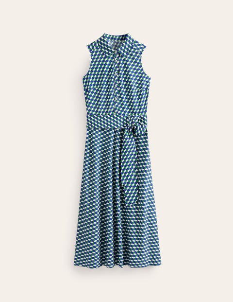 Robe-chemise Laura sans manches - Vert Kelly, motif Diamond Cube | Boden FR