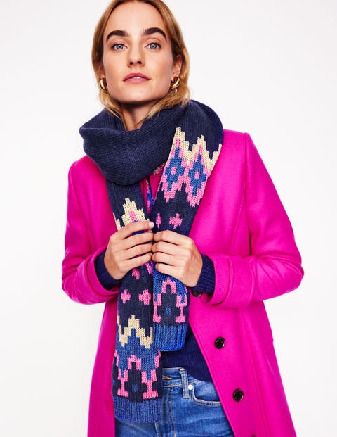 Chunky Fair Isle Scarf - Navy | Boden UK