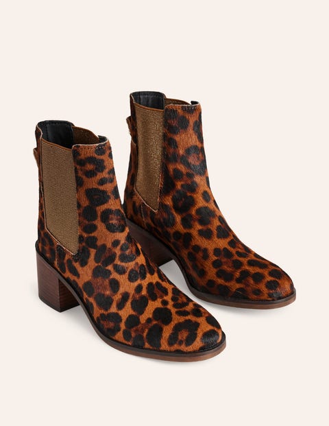 Chelsea Block Heel Boots - Leopard | Boden UK