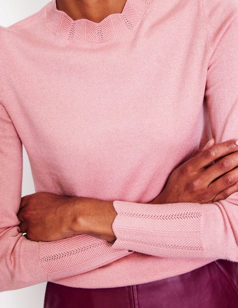 Imi Scallop Trim Jumper - Quartz Pink | Boden EU