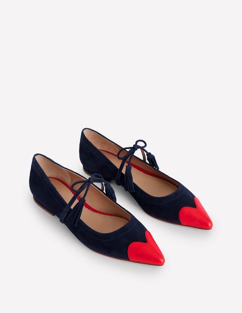Tassel Tie Point Flat - Navy and Poppy Red | Boden EU