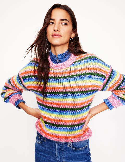 Striped Fluffy Chunky Jumper - Multi | Boden EU