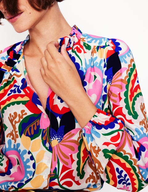 Ruffle Collar Blouse - Multi, Botanical Paisley | Boden UK