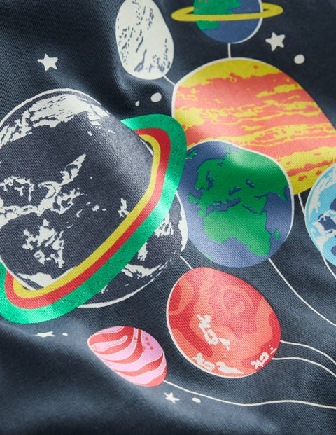 Short Sleeve GITD T-shirt - Robot Blue Spaceman Planets | Boden EU