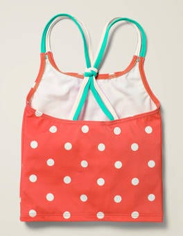 Patterned Tankini Top - Sunset Red/Ivory Spot | Boden UK